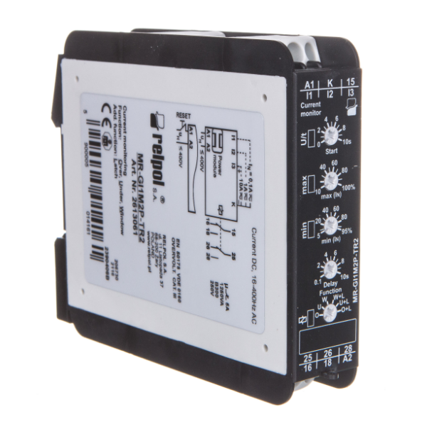 Przekaźnik kontroli prądu 1-fazowy 2P 5A 12-400V AC 0,1-1-10A AC/DC MR ...